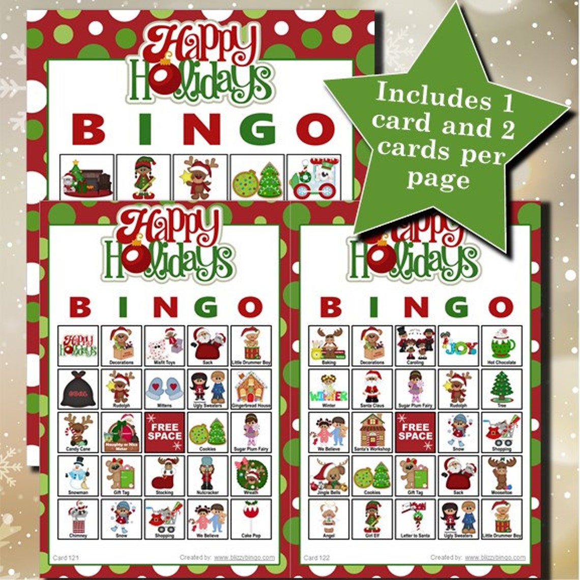 Happy Holidays 5x5 Bingo 60 Cards Printable Pdfs Jpegs - Etsy