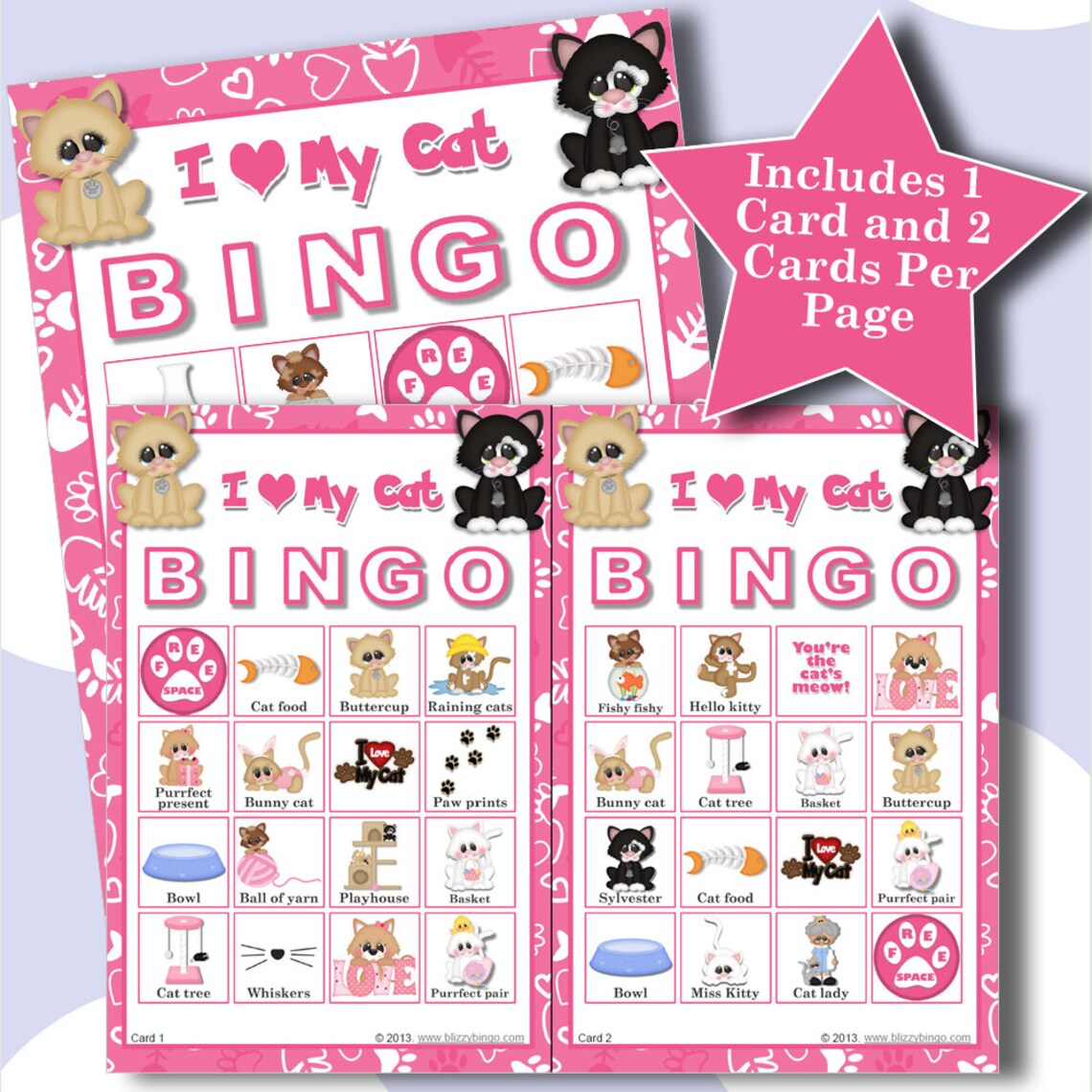 I LOVE CATS 4x4 Bingo Printable Pdfs Contain Everything You | Etsy