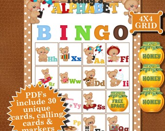 Penguin Alphabet 4x4 Bingo Printable Pdfs Contain Everything | Etsy