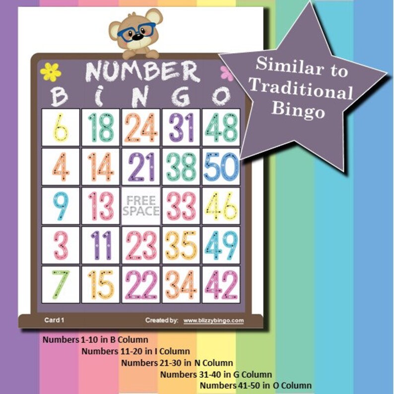 30 Traceable Number 5x5 Bingo Cards Instant Download Pdfs | Etsy