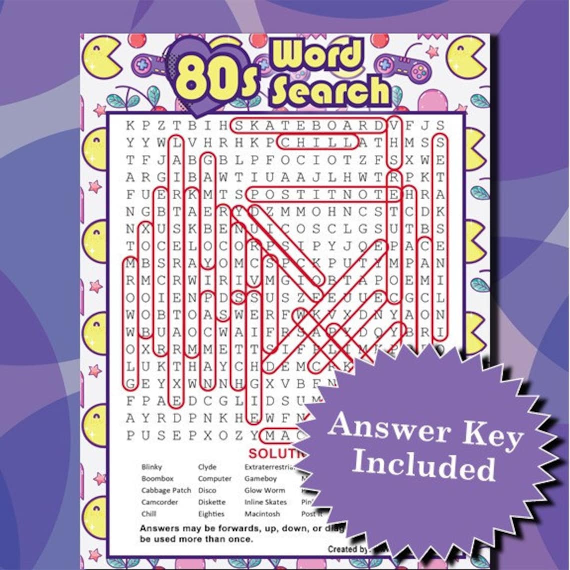 I Love the 80s Word Search Printable Pdfs - Etsy