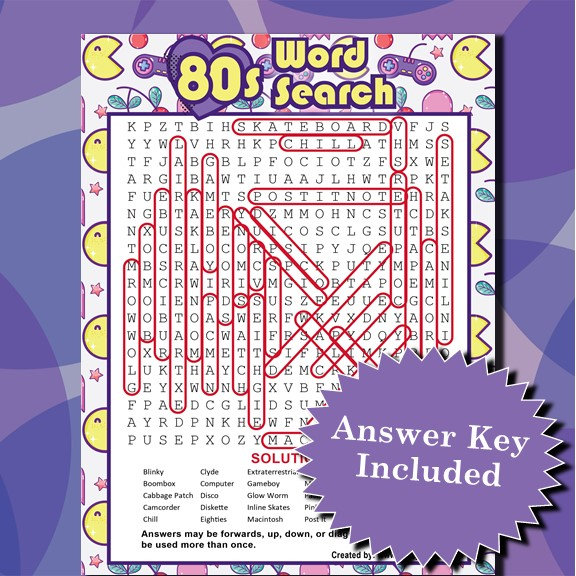 I Love the 80s Word Search Printable Pdfs - Etsy Australia