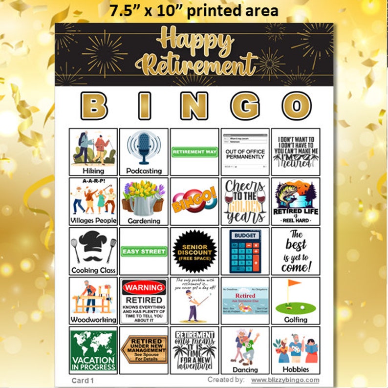 100 Retirement male 5x5 Bingo Cards Instant Download - Etsy