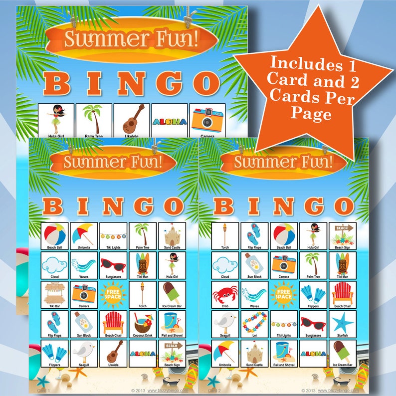 SUMMER FUN 5x5 Bingo Printable Pdfs Contain Everything You - Etsy