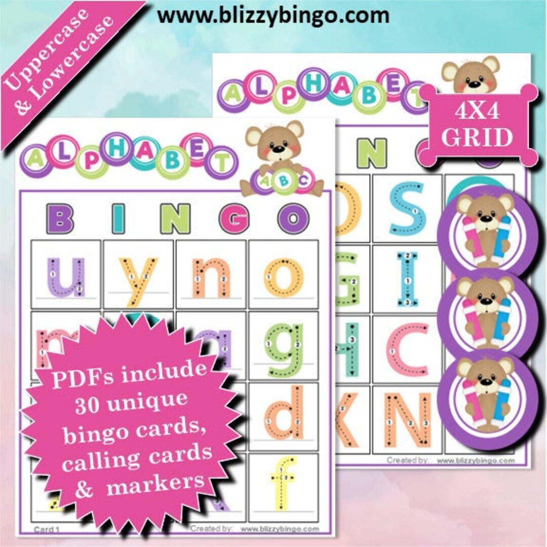 30 Traceable Alphabet 4x4 Bingo Cards | Instant Download | Pdfs for ...