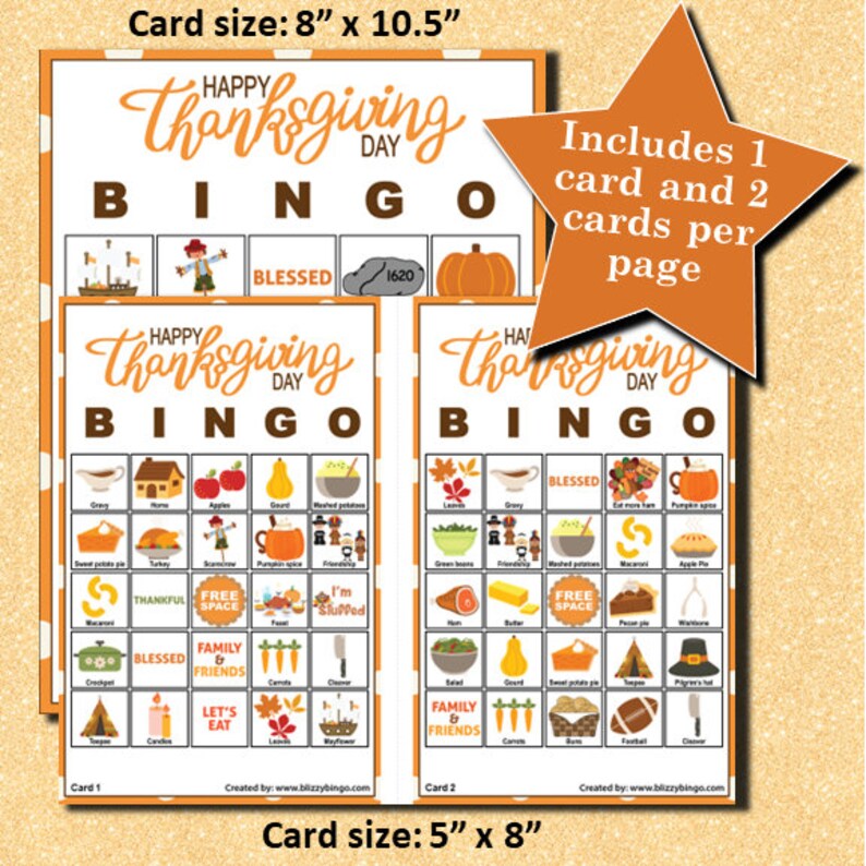 100 Thanksgiving 5x5 Bingo Cards | Instant Download | Pdfs for Easy ...