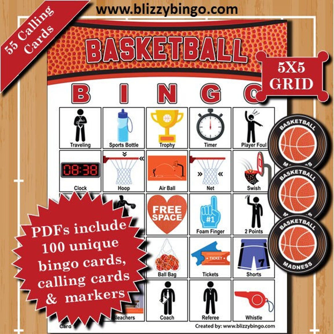 100 Basketball V2 5x5 Bingo Cards | Instant Download | Pdfs for Easy ...