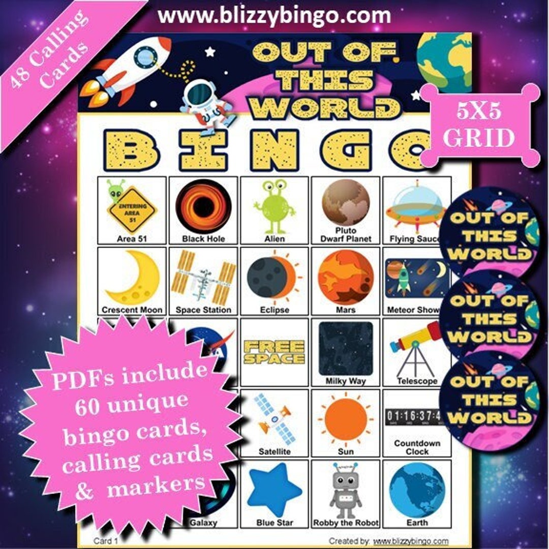60 Out of This World 5x5 Bingo Cards | Instant Download | Pdfs for Easy ...