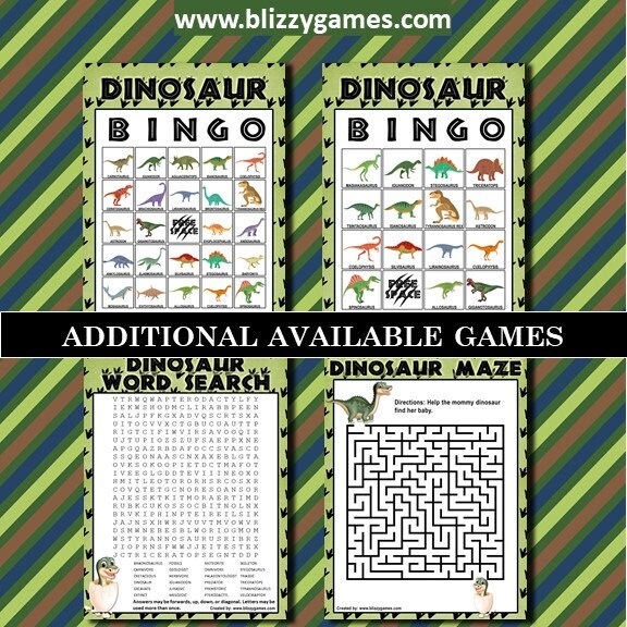 Dinosaur 5X5 Bingo Printable Pdfs Contain Everything You Need | Etsy