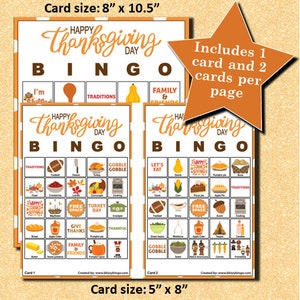 30 Thanksgiving 5x5 Bingo Cards | Instant Download | Pdfs for Easy ...