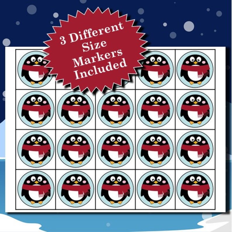 60 Penguin 5x5 Bingo Cards Instant Download Pdfs for Easy - Etsy