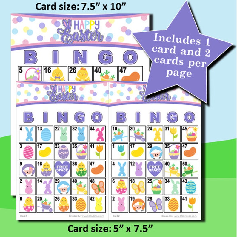 60 Easter 5x5 Bingo Cards | 50 Ball Bingo | Instant Download | Pdfs for ...