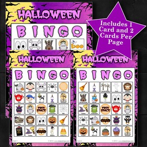 Halloween - Purple 5x5 Bingo (60 CARD) Printable Pdfs Contain ...