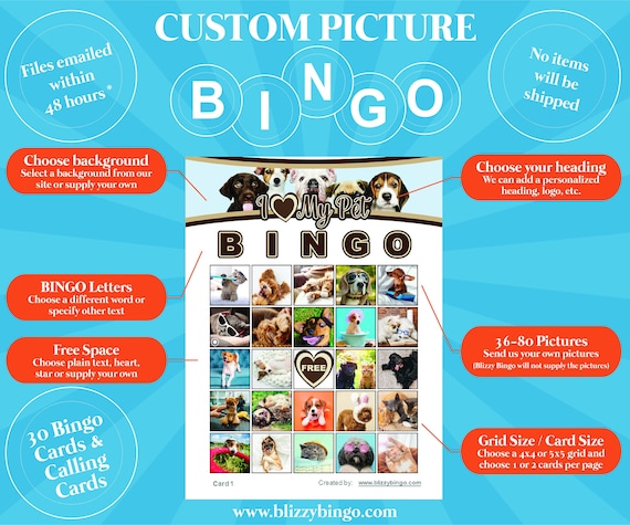 30 Custom Picture Bingo Cards Choose Your Theme Choose - Etsy