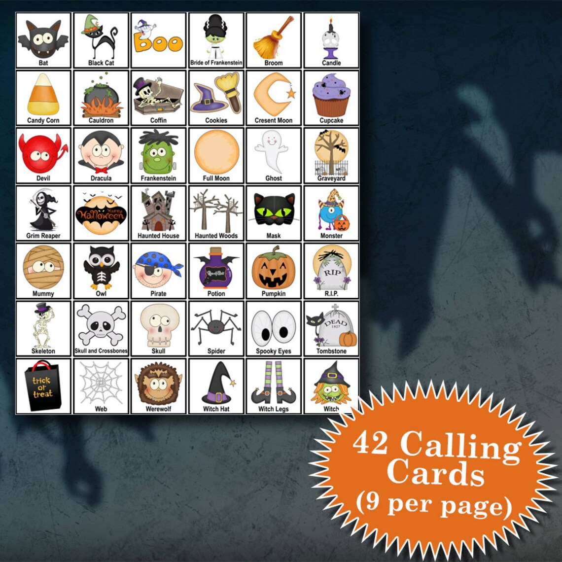 Halloween - Orange 5x5 Bingo (60 CARD) Printable Pdfs Contain ...