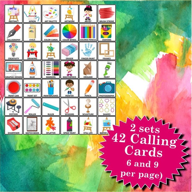 60 Art 5x5 Bingo Cards Instant Download Pdfs for Easy - Etsy