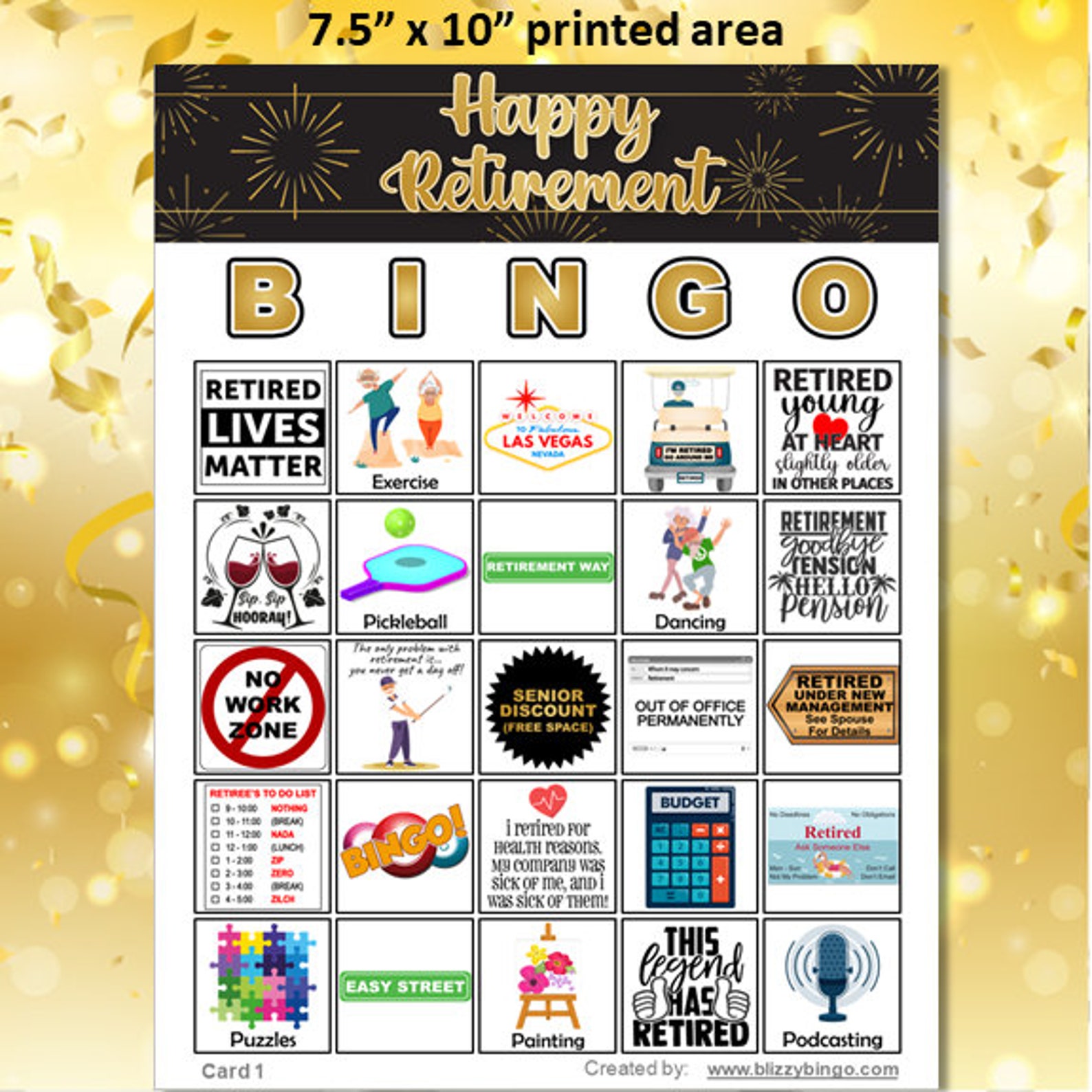 60 Retirement male 5x5 Bingo Cards Instant Download Pdfs - Etsy