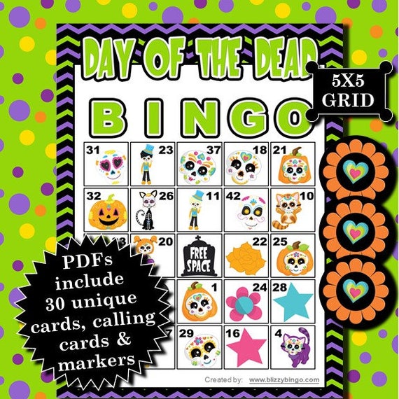 Day of the Dead 5x5 Bingo Printable Pdfs Contain Everything - Etsy