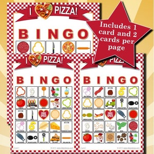 Pizza Party 5x5 Bingo Printable Pdfs Contain Everything You Need to ...