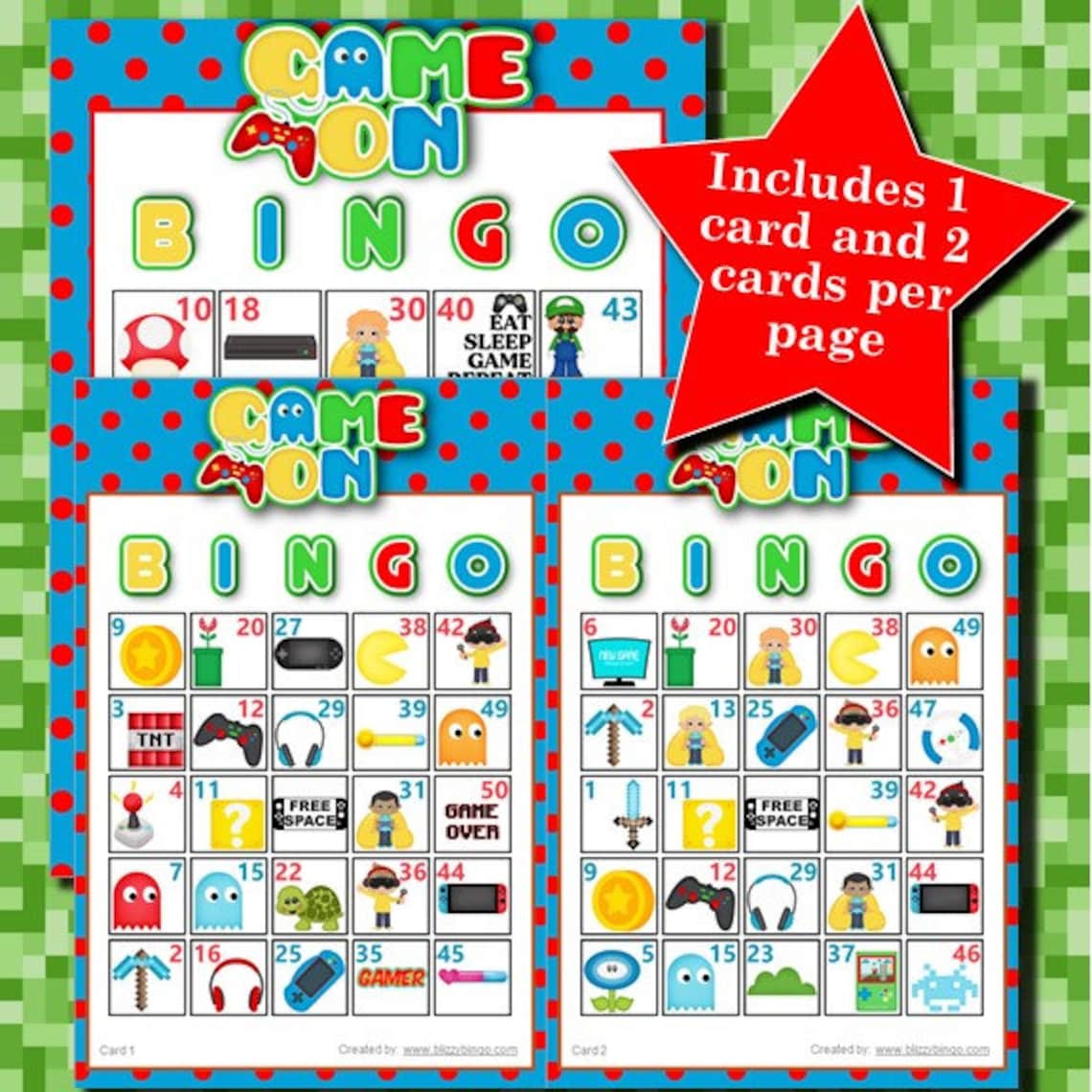 Gamer 5x5 Bingo Printable Pdfs Contain Everything You Need to | Etsy