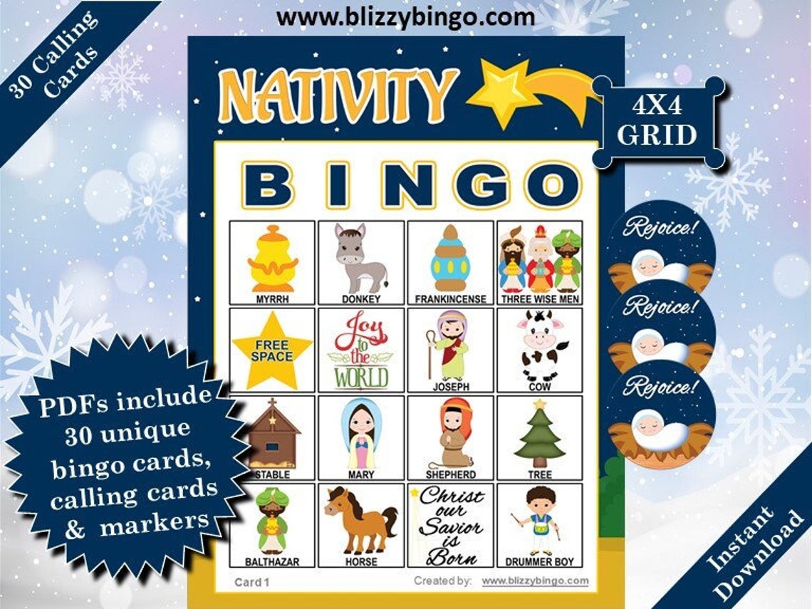 30 Nativity 4x4 Bingo Cards | Instant Download | Pdfs for Easy Printing ...