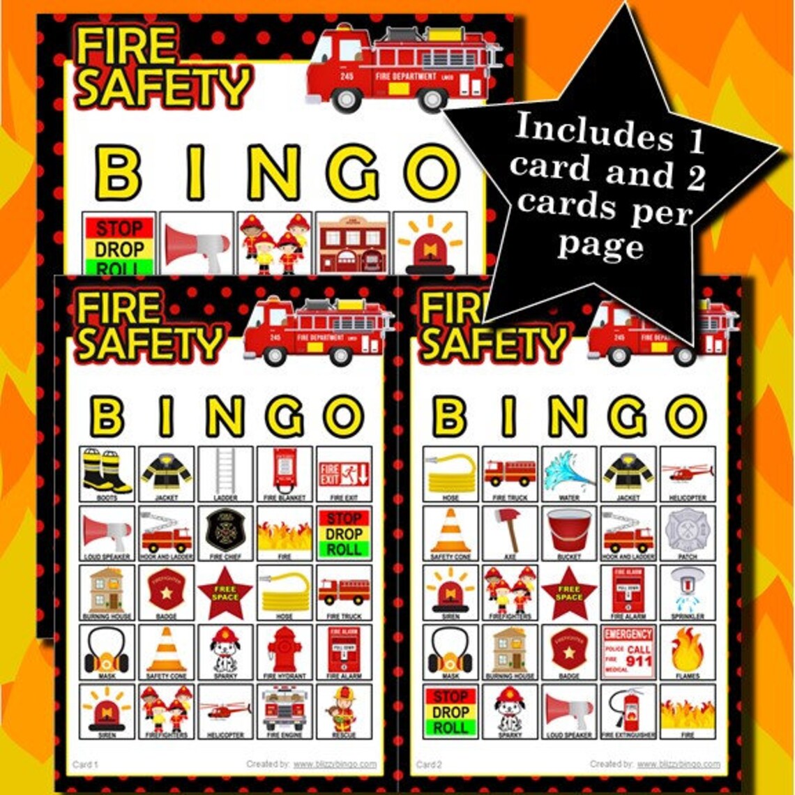 Fire Safety 5x5 Bingo printable PDFs contain everything you | Etsy