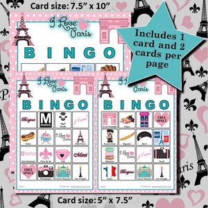 30 I LOVE PARIS 4x4 Bingo Cards | Instant Download | Pdfs for Easy ...