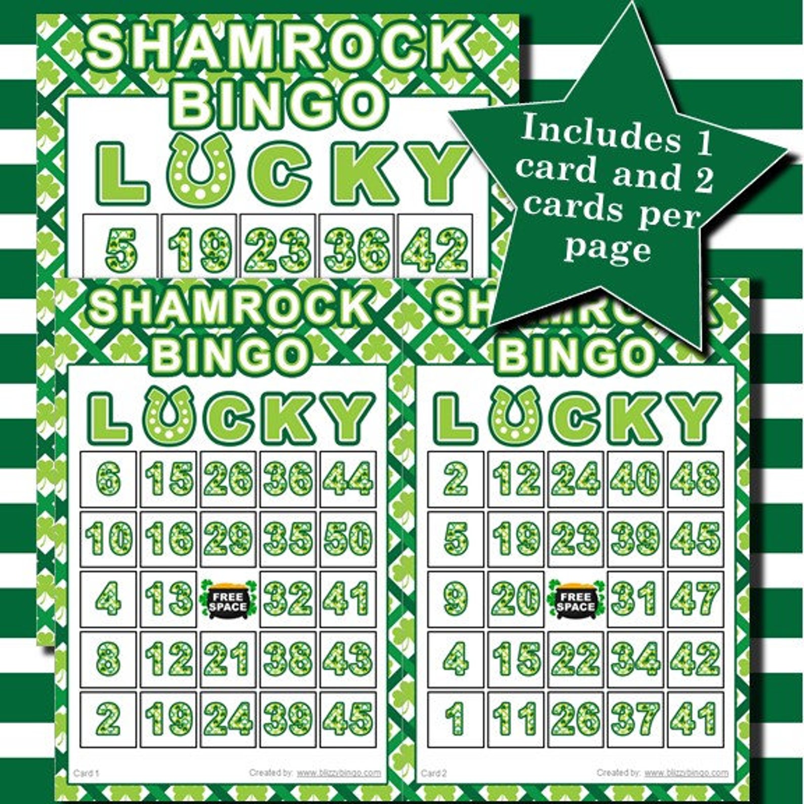 Shamrock Bingo 60 Cards Printable Pdfs Contain Everything You Need to ...