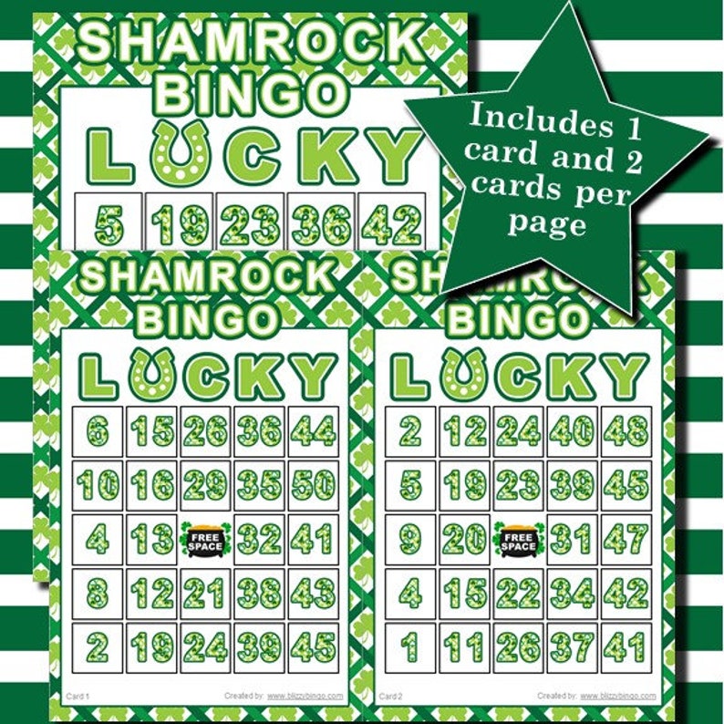Shamrock Bingo 60 Cards printable PDFs contain everything you | Etsy