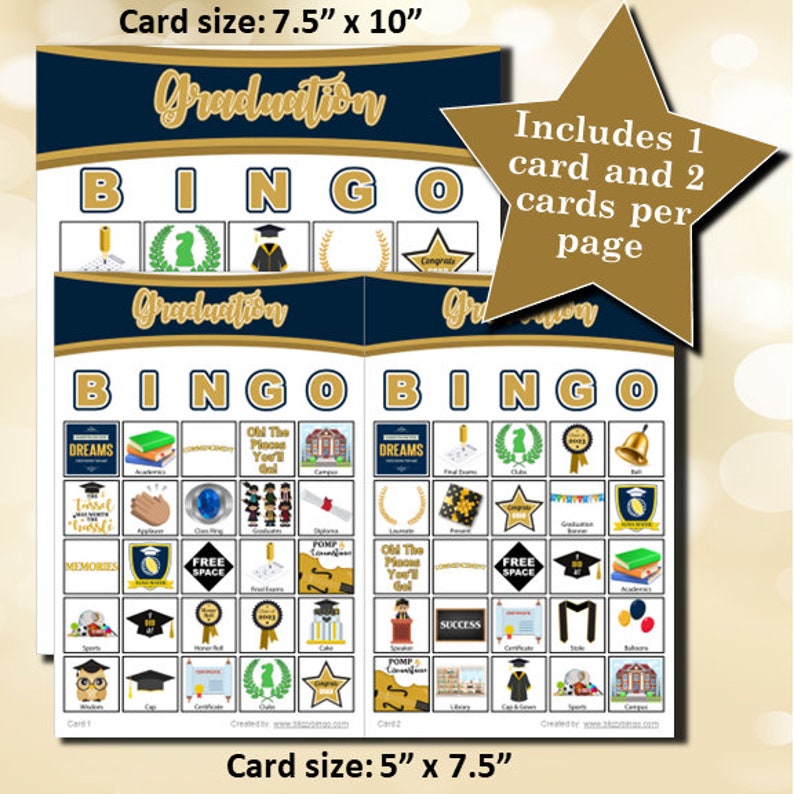 30 -2023 Graduation 5x5 Bingo Cards | Instant Download | Pdfs for Easy ...