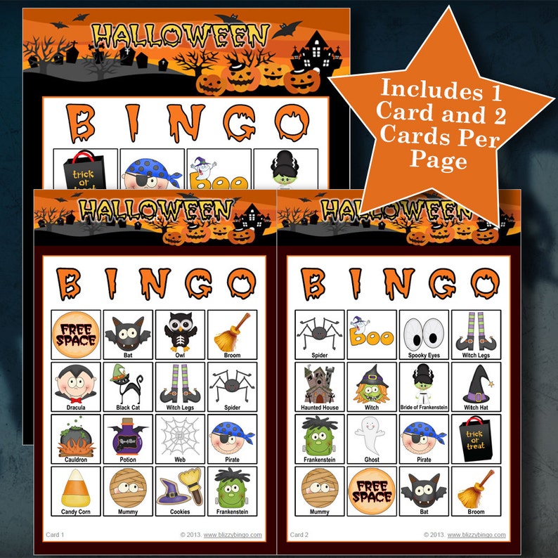 Halloween Orange 4x4 Bingo Printable Pdfs Contain Everything - Etsy