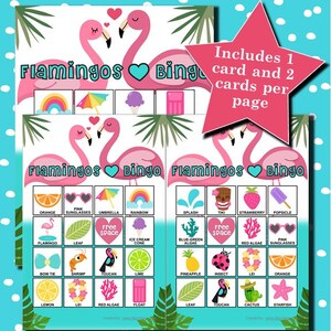 30 Flamingos Love Bingo 4x4 Bingo Cards | Instant Download | Pdfs for ...
