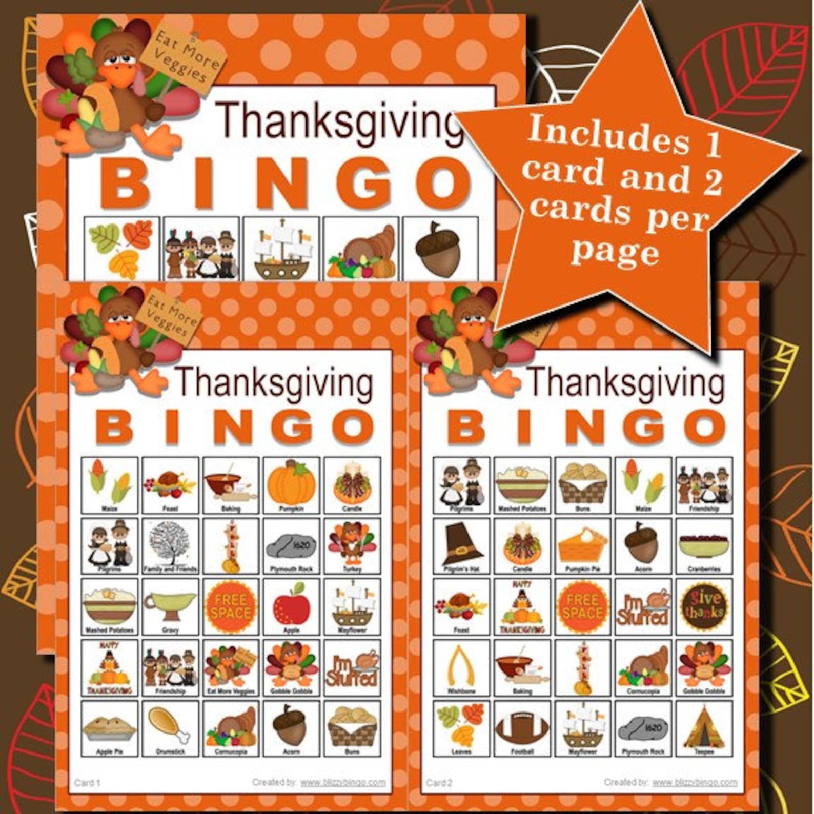 Thanksgiving 5x5 Bingo 30 Printable Pdfs 30 JPEGS Great for - Etsy