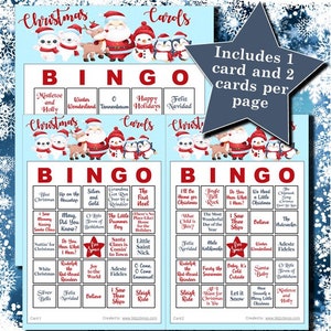 Christmas Carols 5x5 Bingo Printable Pdfs & Jpegs Contain Everything ...