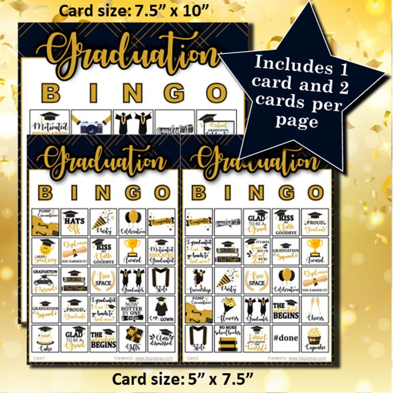 30 Black & Gold Graduation 5x5 Bingo Cards no Year Instant - Etsy