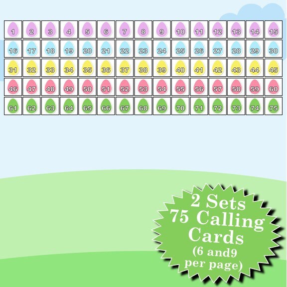 Easter Classic 75 Ball 5x5 Bingo Printable Pdfs Contain Everything You ...