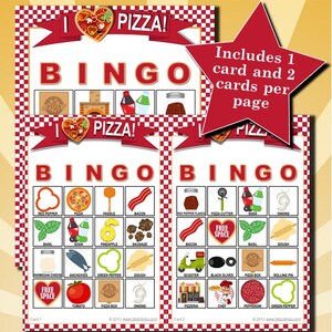 Pizza Party 4x4 Bingo Printable Pdfs Contain Everything You Need to ...