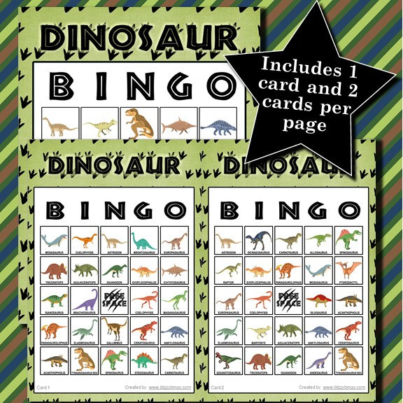 Dinosaur 5X5 Bingo Printable Pdfs Contain Everything You Need | Etsy