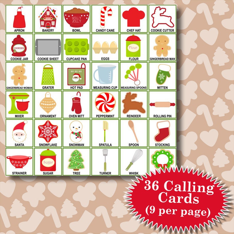 Cookies for Santa 5x5 Bingo Printable Pdfs Contain Everything - Etsy