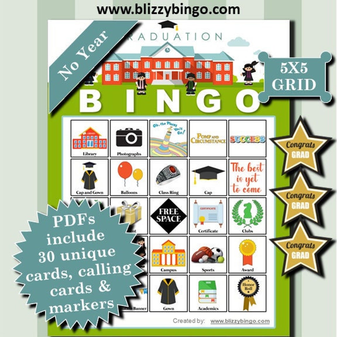 30 Graduation 5x5 Bingo Cards (no Year) | Instant Download | Pdfs for ...