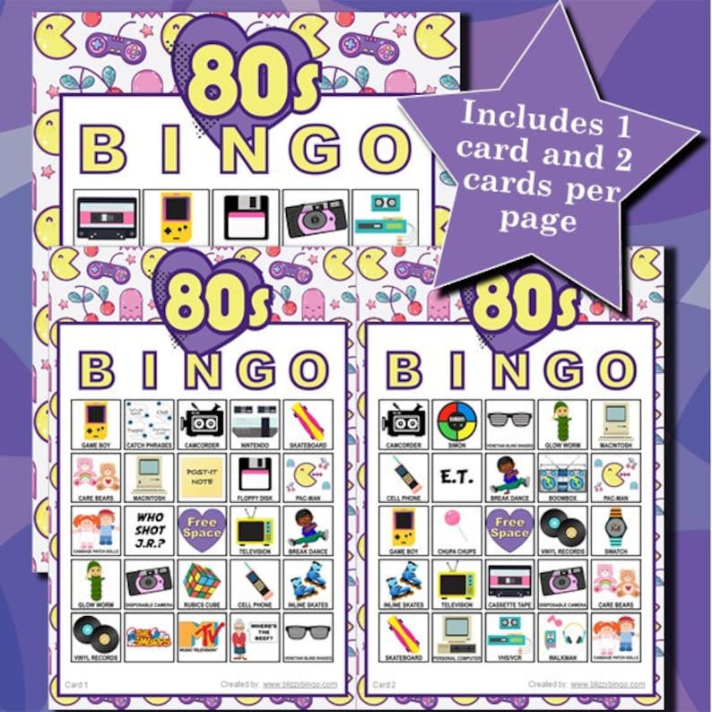 I Love the 80s 5x5 Bingo Printable Pdfs Contain Everything You - Etsy