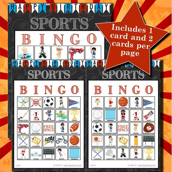 Sports 5x5 Bingo Printable Pdfs Contain Everything You Need to | Etsy