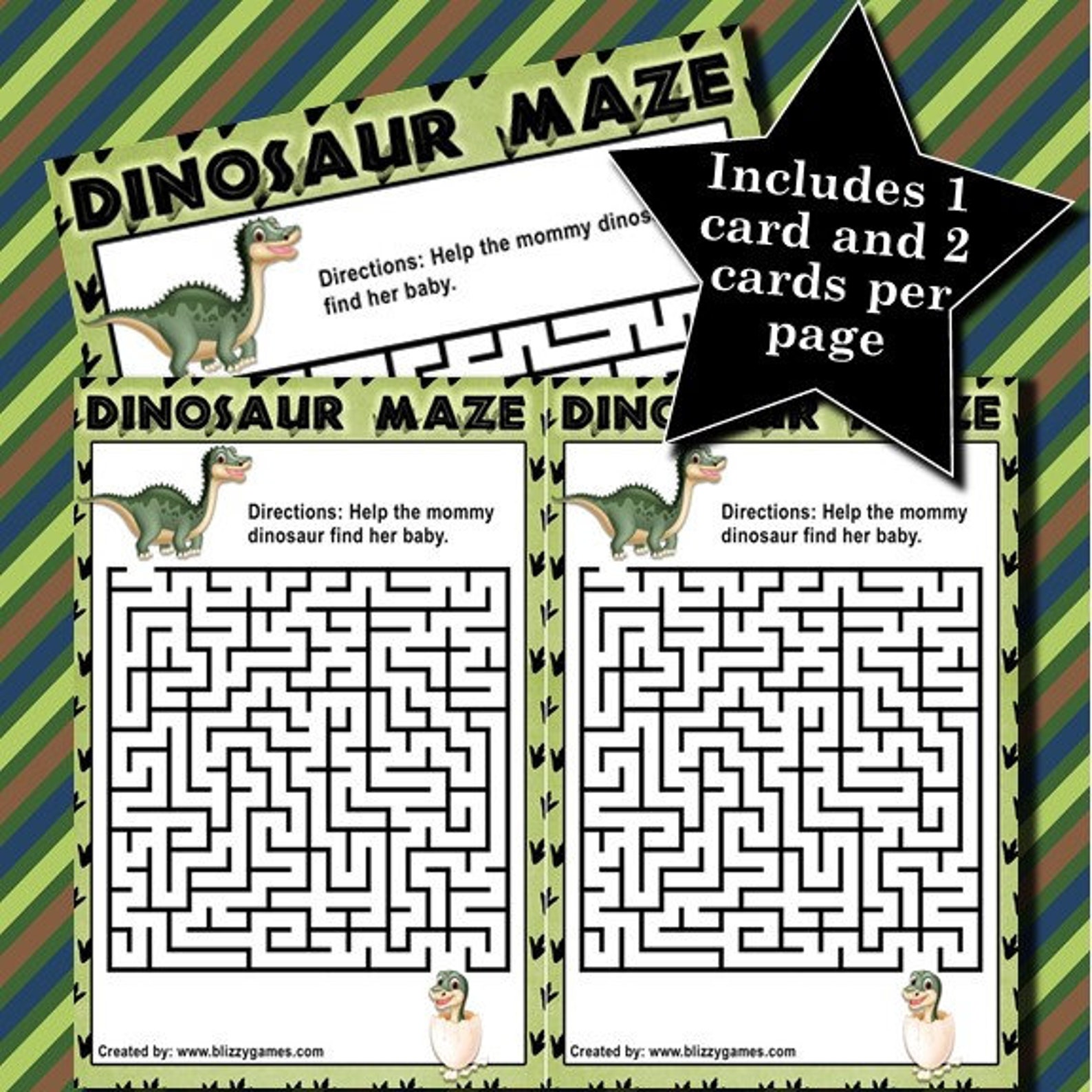 Dinosaur Maze Printable Pdfs - Etsy