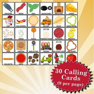Pizza Party 4x4 Bingo Printable Pdfs Contain Everything You Need to ...