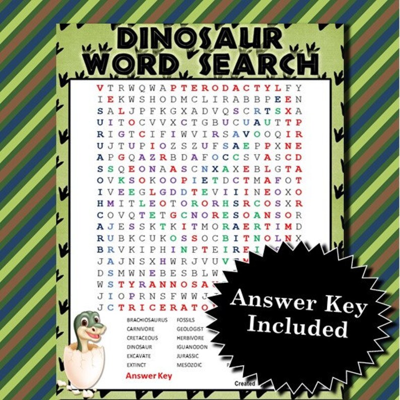 Dinosaur Word Search Printable Pdfs - Etsy