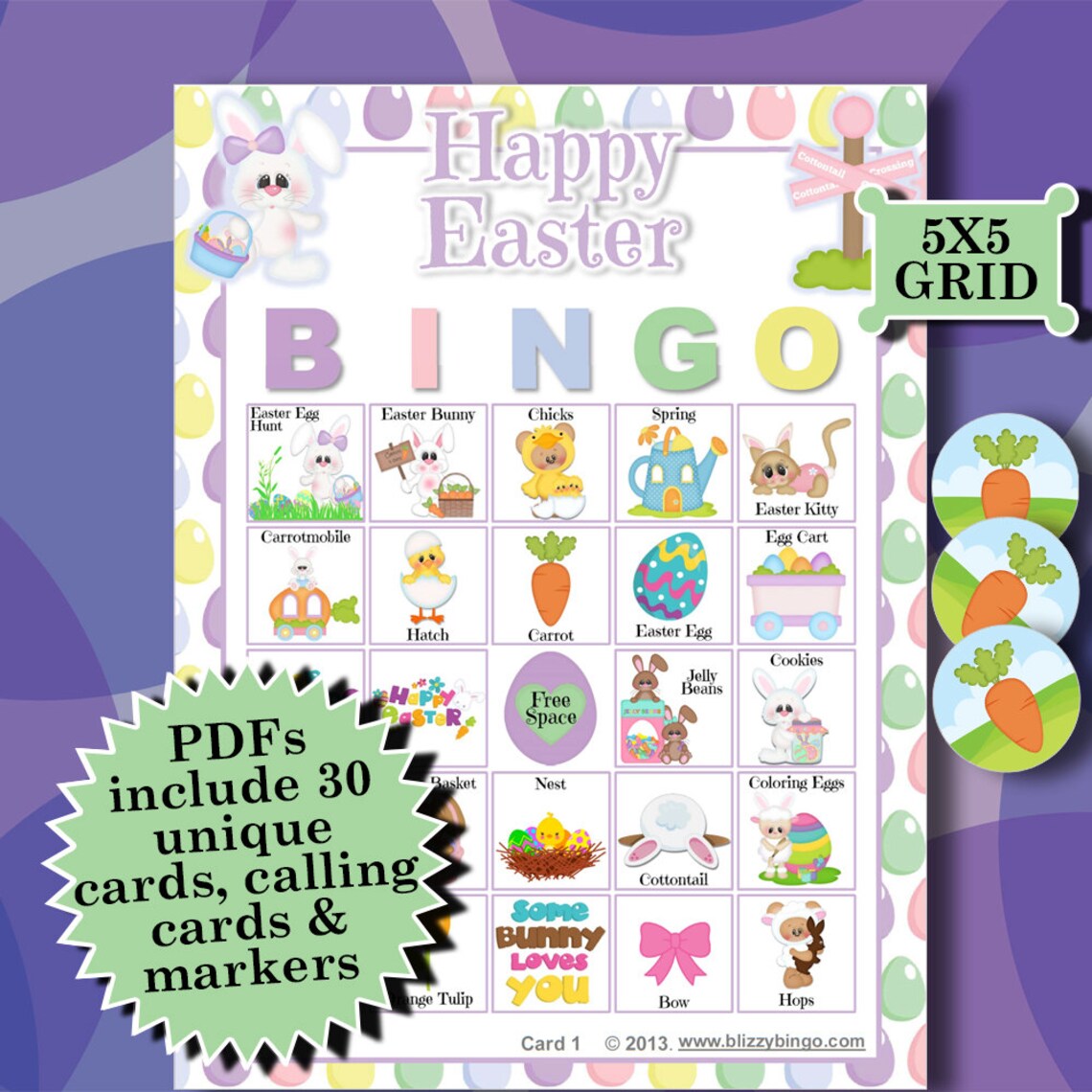 EASTER 5x5 Bingo Printable Pdfs Contain Everything You Need to | Etsy ...