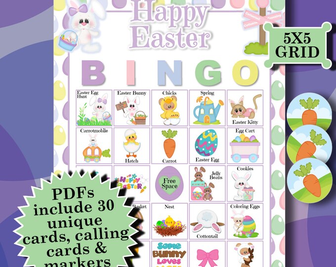 EASTER 5x5 Bingo Printable Pdfs Contain Everything You Need to | Etsy