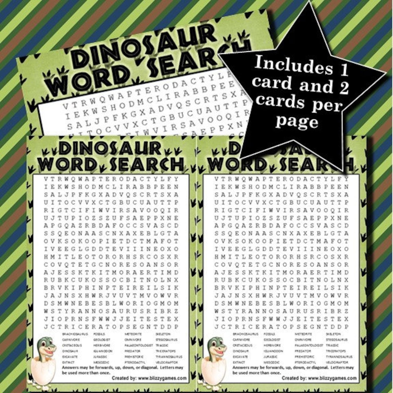 Dinosaur Word Search Printable Pdfs - Etsy