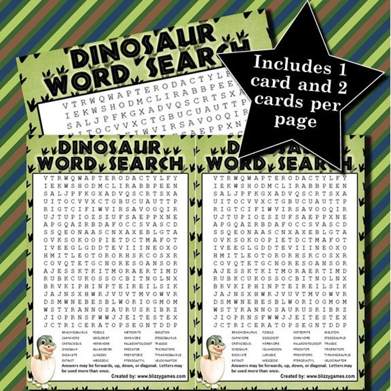 Dinosaur Word Search Printable Pdfs - Etsy