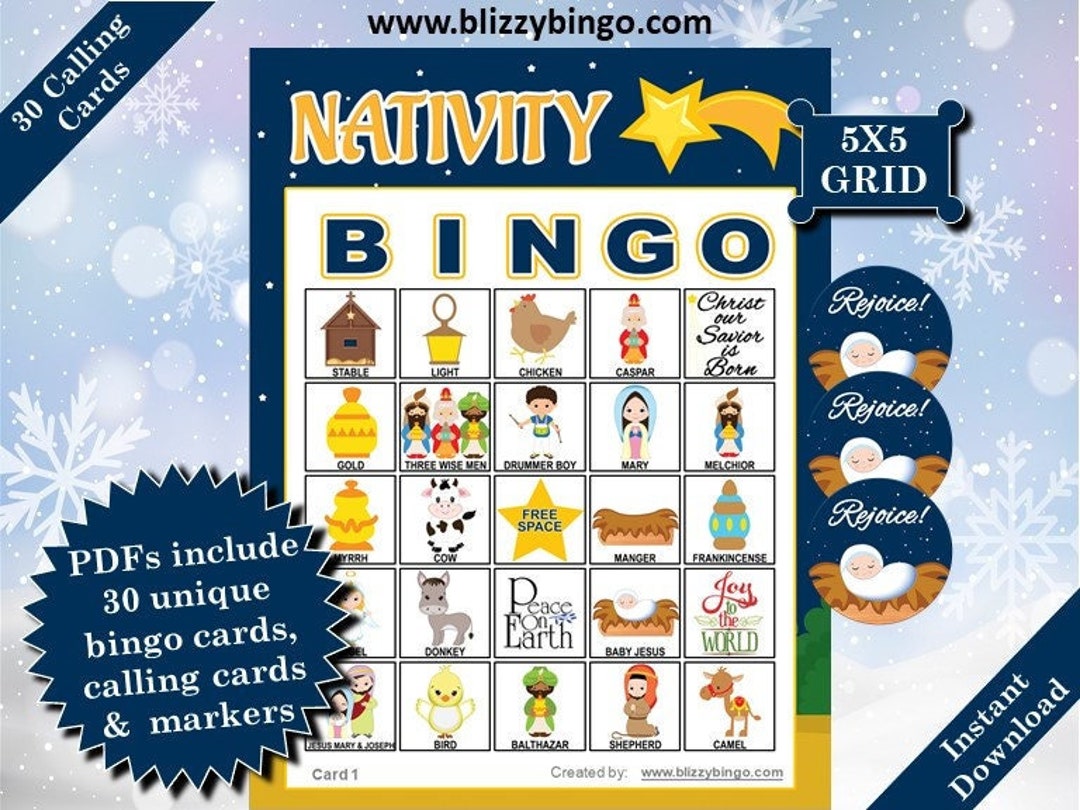 30 Nativity 5x5 Bingo Cards | Instant Download | Pdfs for Easy Printing ...